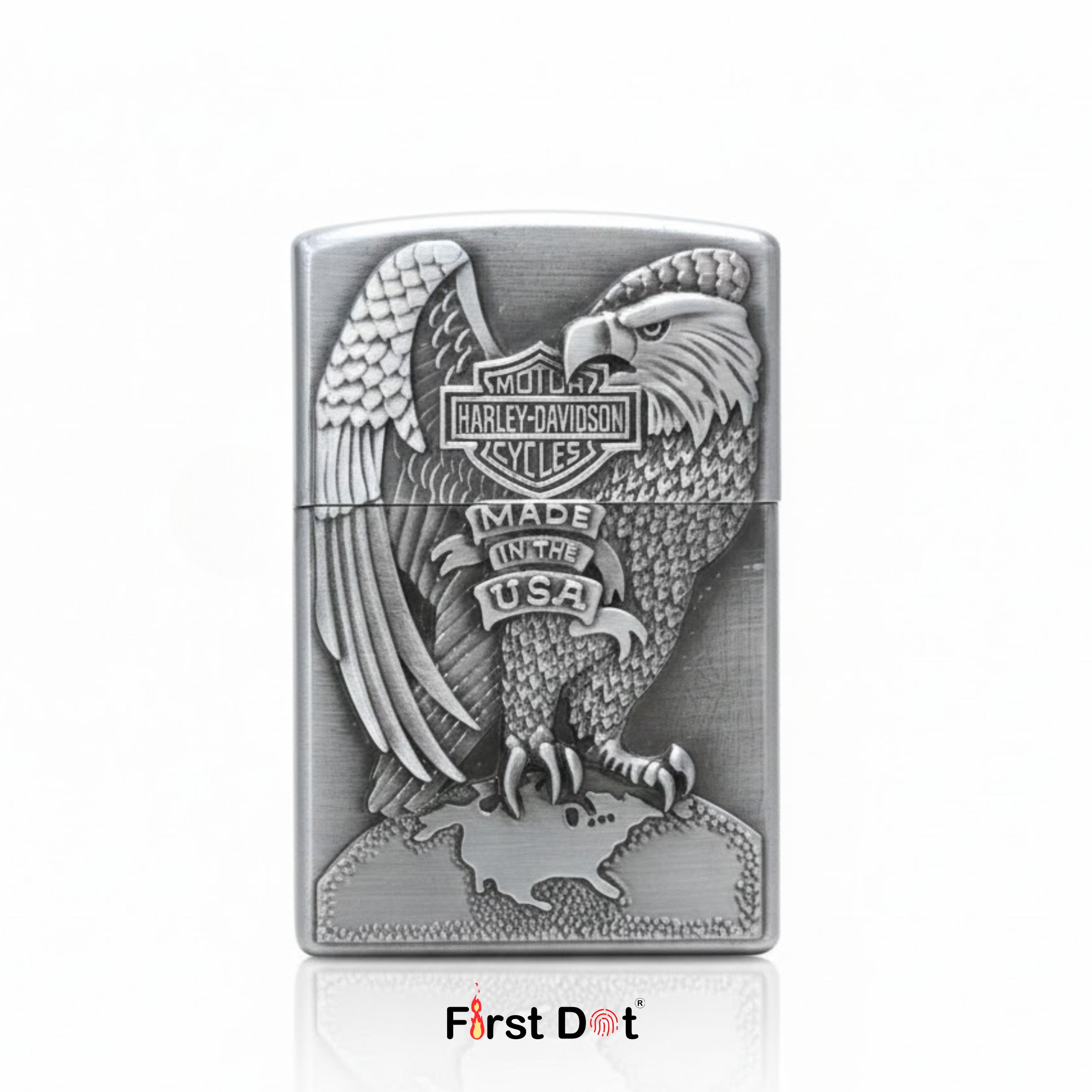 Eagle Engraved Gas Lighter - Wind-Resistant Metal Body | First Dot