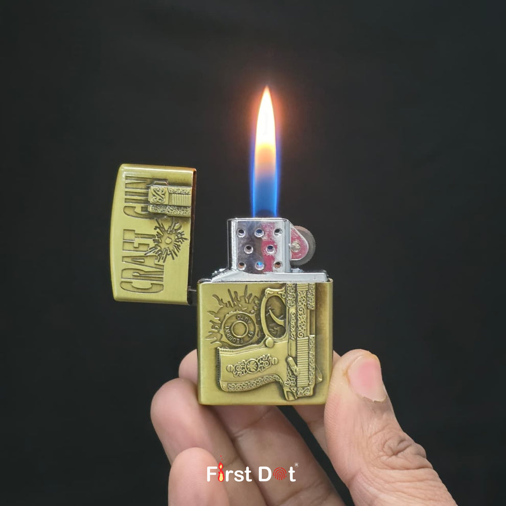 Craft Gun Engraved Metal Design, Wind-Resistant Flame | First Dot