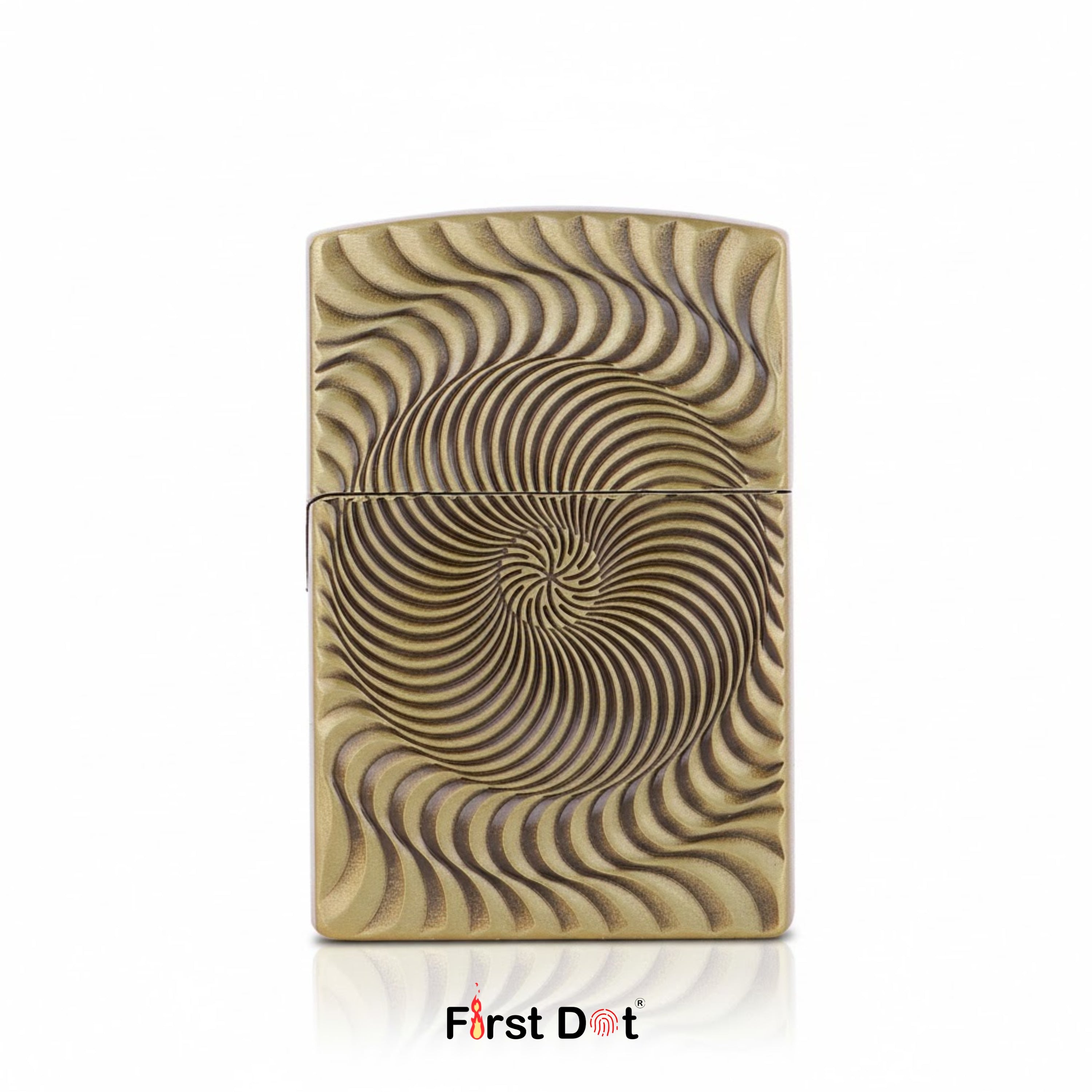 Spiral Engraved Gas Lighter | Wind-Resistant Metal Body | First Dot